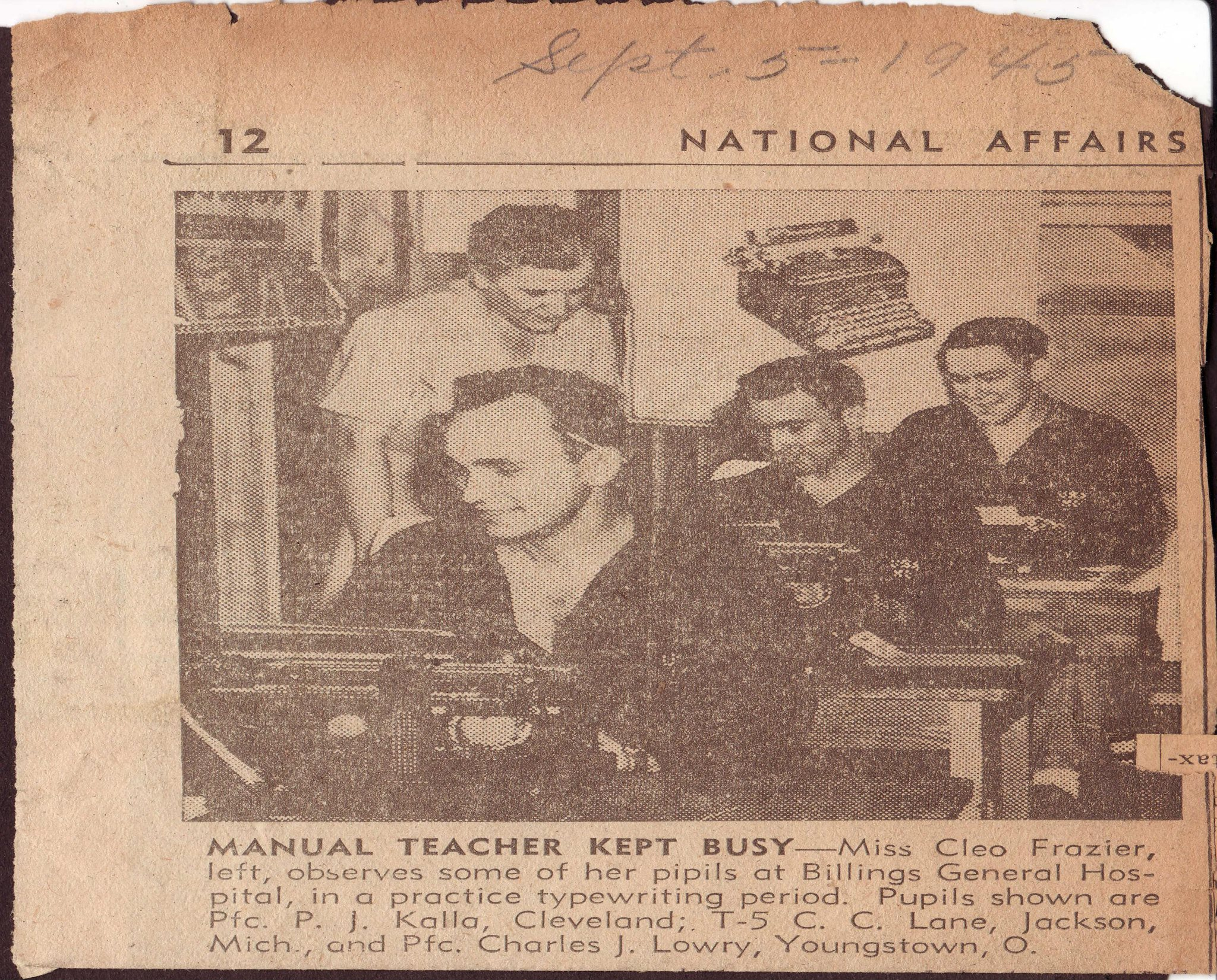 G.I.’s at Billings Get Typing Course | lowry genealogy